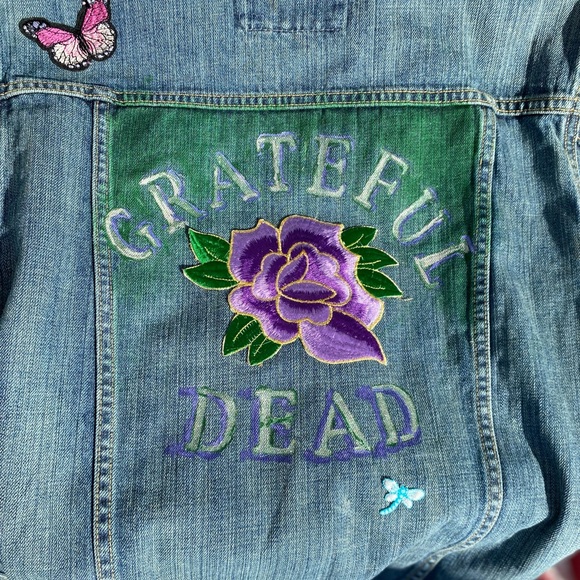 Jackets & Coats | Custom Handmade Grateful Dead Denim Jean Jacket Dead ...